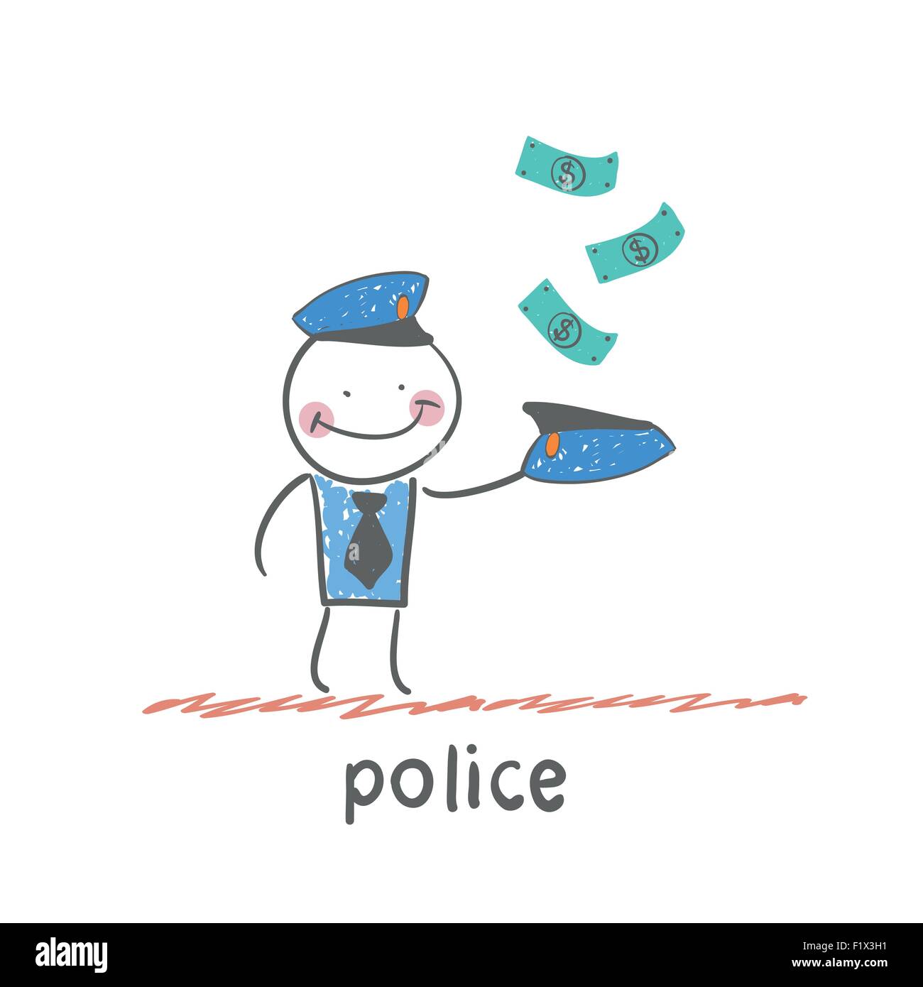 police. Fun cartoon style illustration. The situation of life Stock ...