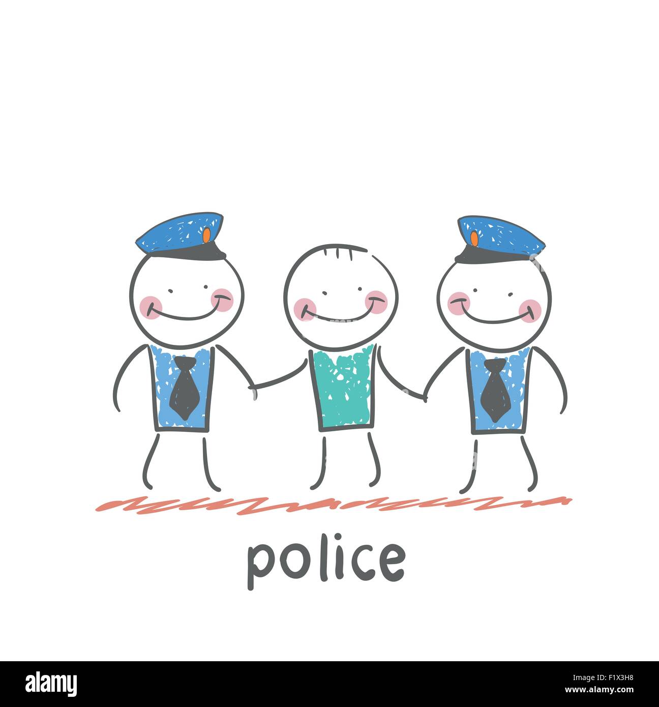 police. Fun cartoon style illustration. The situation of life Stock ...