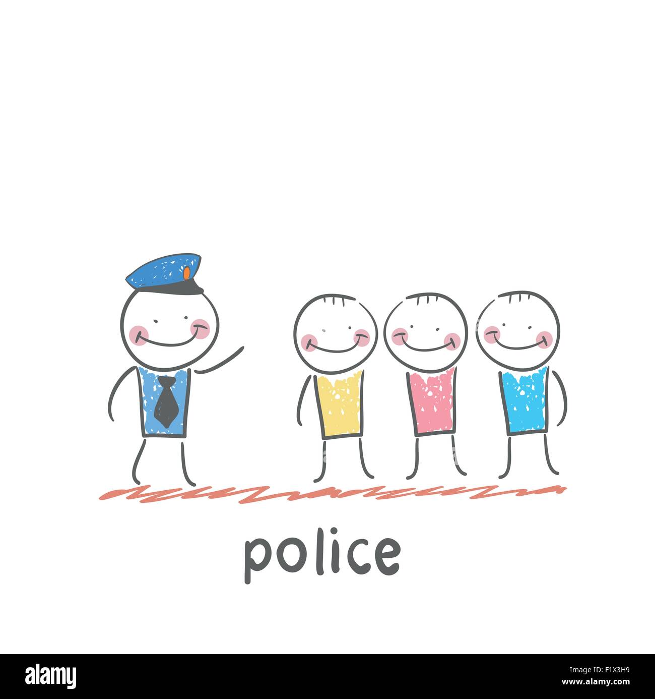 police. Fun cartoon style illustration. The situation of life Stock ...