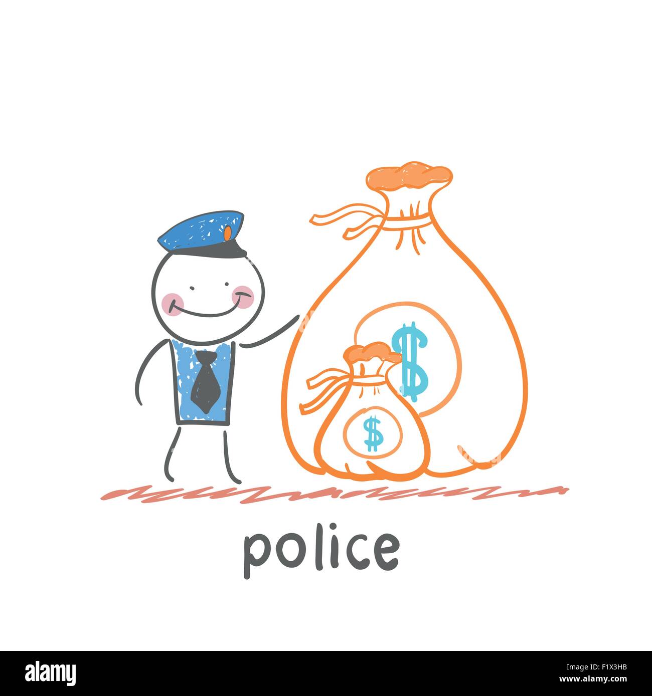 police. Fun cartoon style illustration. The situation of life Stock ...