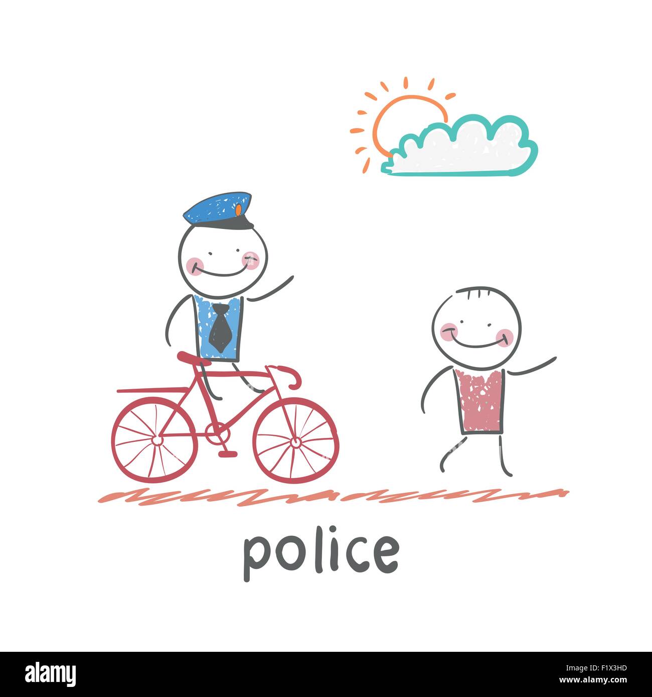 police. Fun cartoon style illustration. The situation of life Stock ...