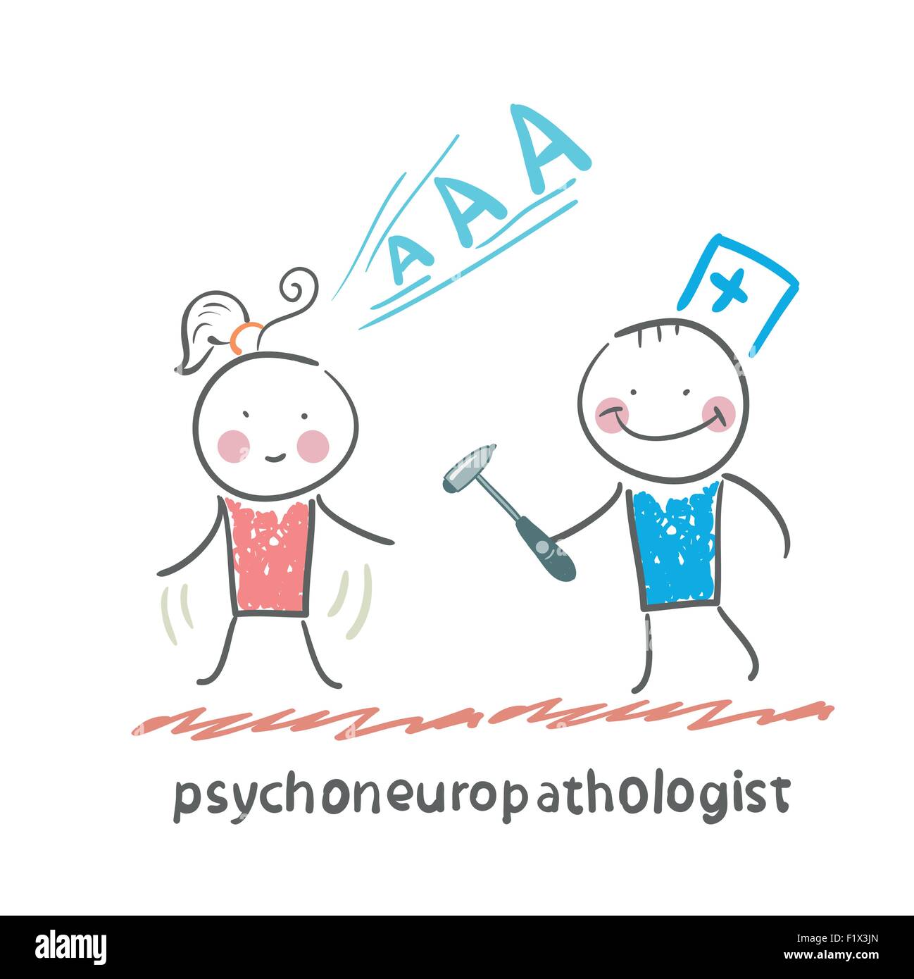 psychoneuropathologist check the patient's nerves. Fun cartoon style ...