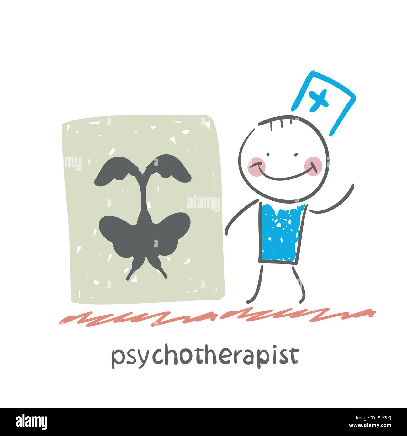 psychotherapist shows a picture test. Fun cartoon style illustration ...