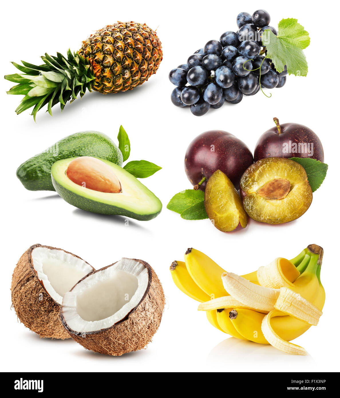 collection of fruits isolated on the white background Stock Photo - Alamy