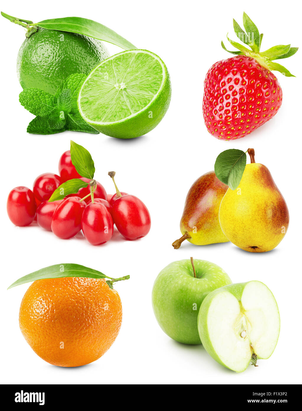 collection of fruits isolated on the white background Stock Photo - Alamy