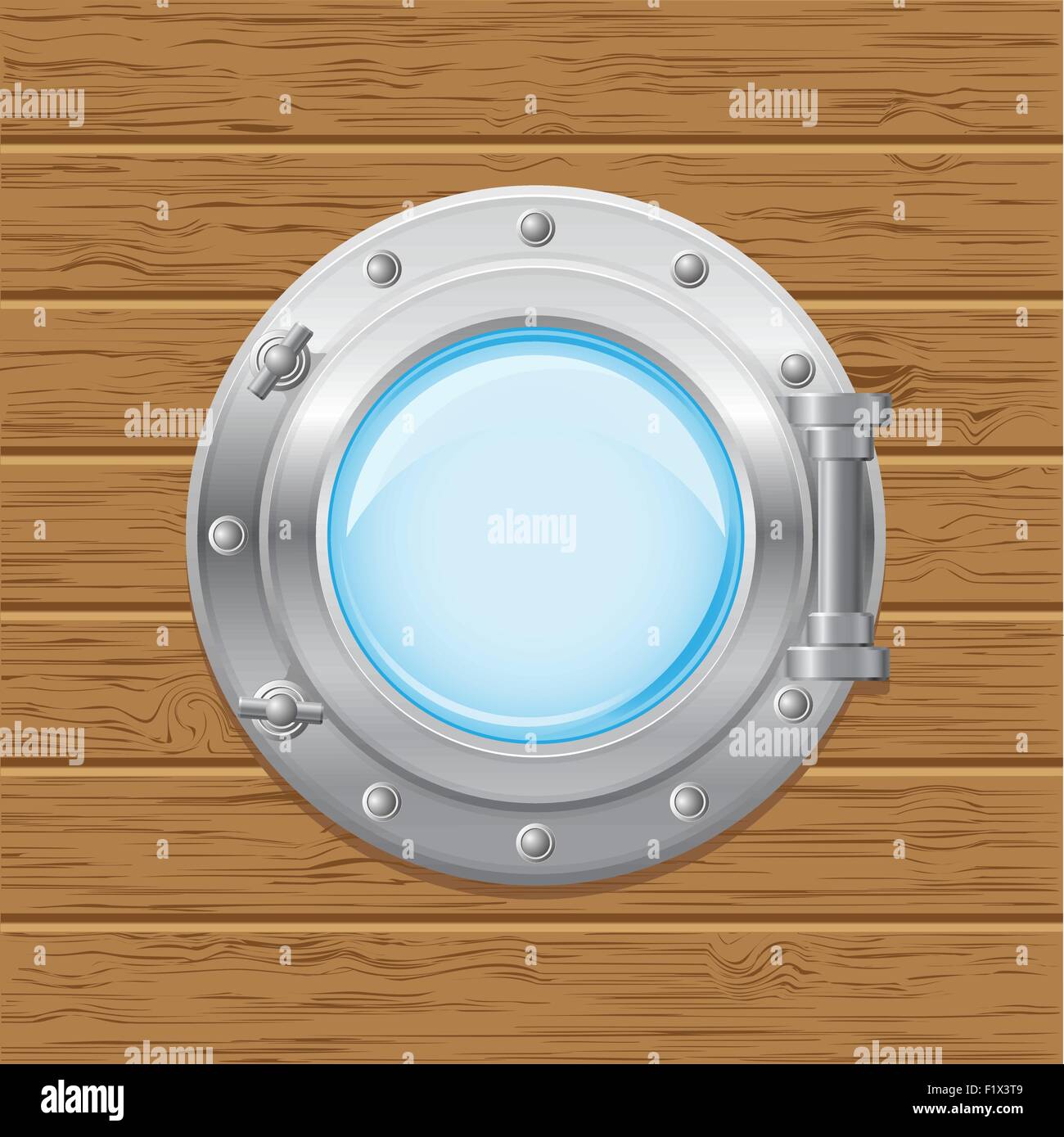 boat porthole vector illustration on wooden background Stock Vector ...