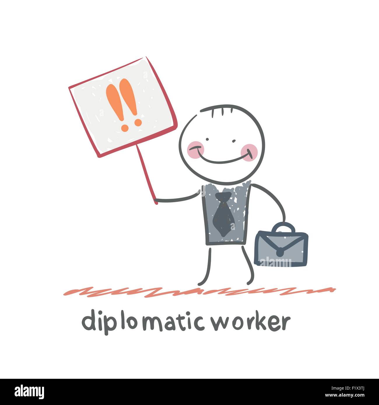 diplomatic worker. Fun cartoon style illustration. The situation of ...