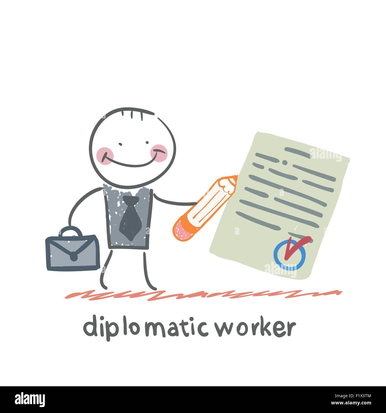 diplomatic worker. Fun cartoon style illustration. The situation of ...
