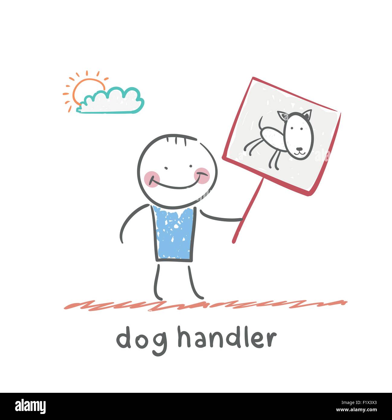 dog handler. Fun cartoon style illustration. The situation of life ...