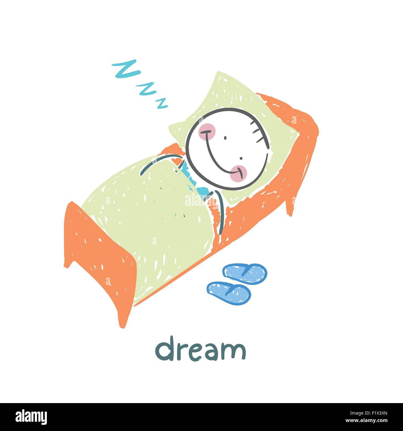 dream. Fun cartoon style illustration. The situation of life Stock ...