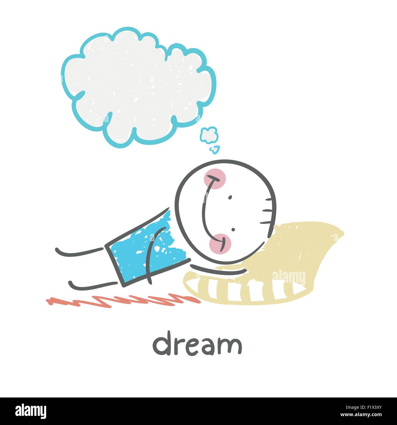 dream. Fun cartoon style illustration. The situation of life Stock ...