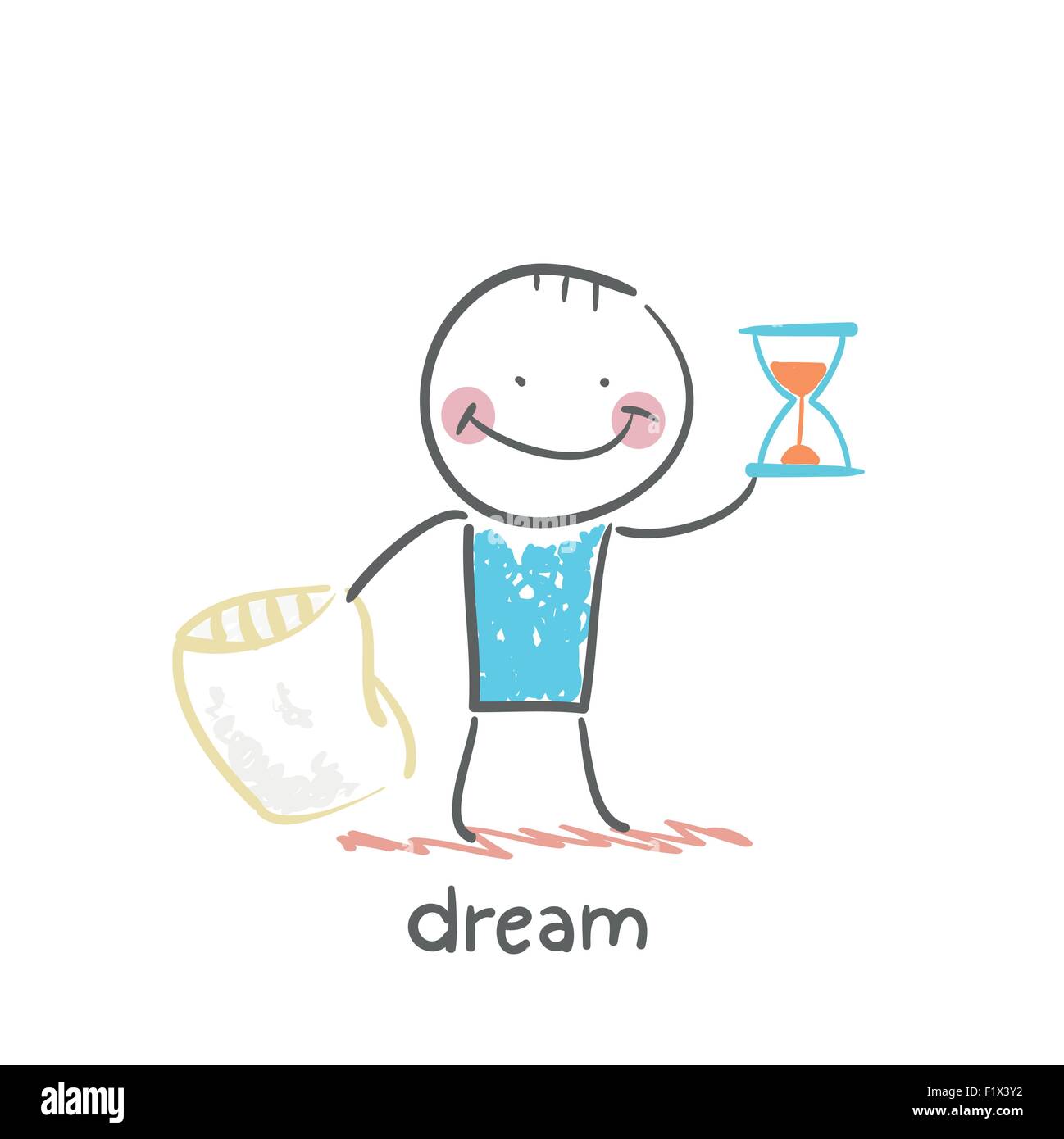 dream. Fun cartoon style illustration. The situation of life Stock ...