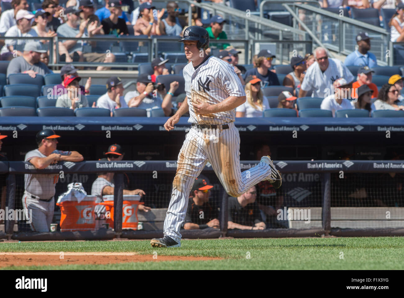 New York, New York, USA. 7th Sep, 2015. Yankees' CHASE HEADLEY scores ...