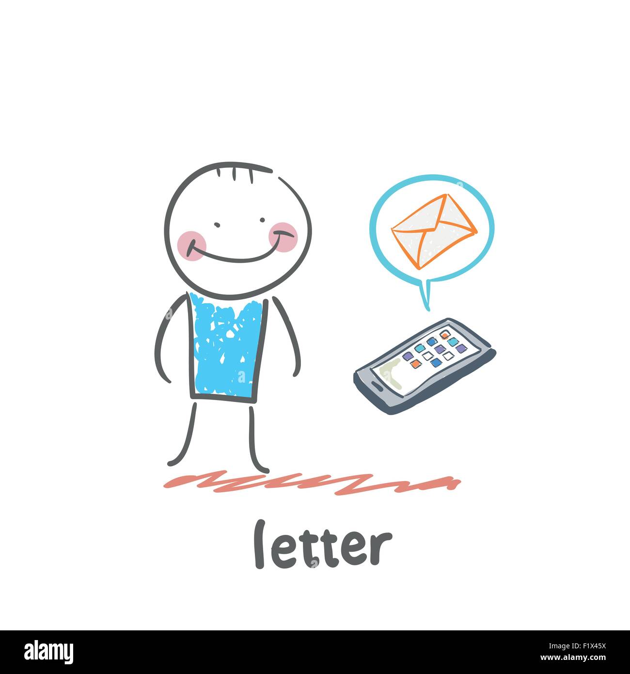 letter. Fun cartoon style illustration. The situation of life Stock ...