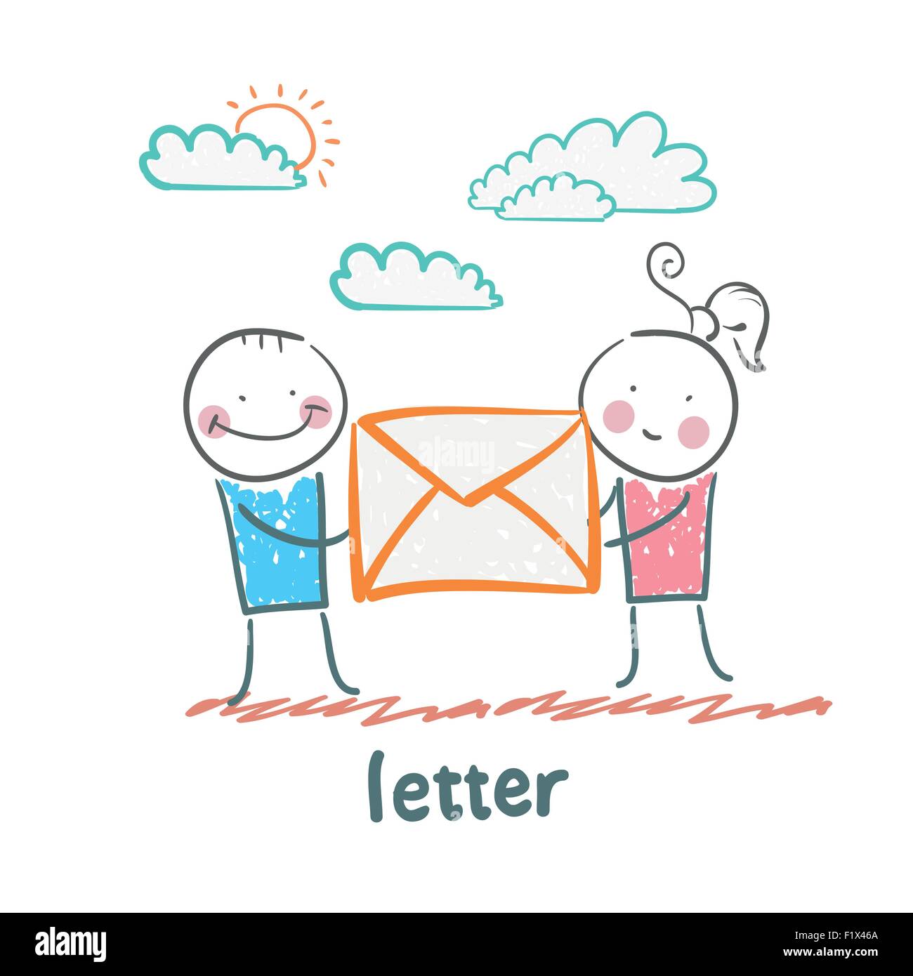 letter. Fun cartoon style illustration. The situation of life Stock ...