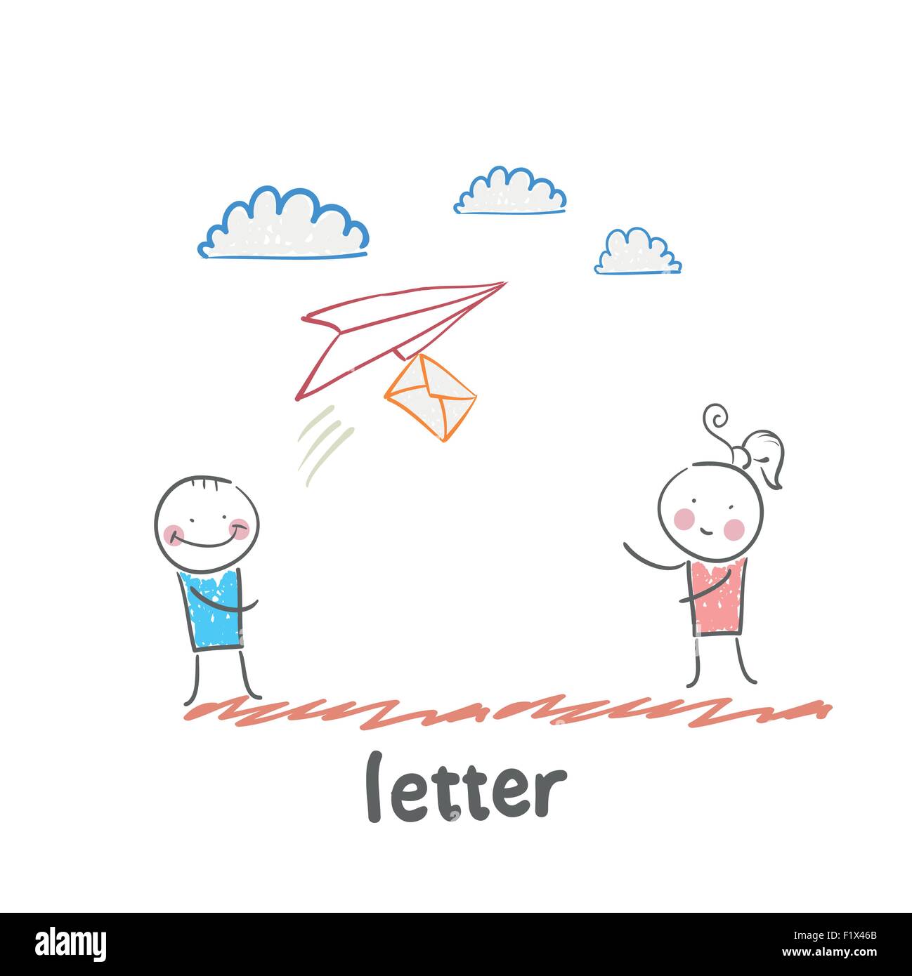 letter. Fun cartoon style illustration. The situation of life Stock ...