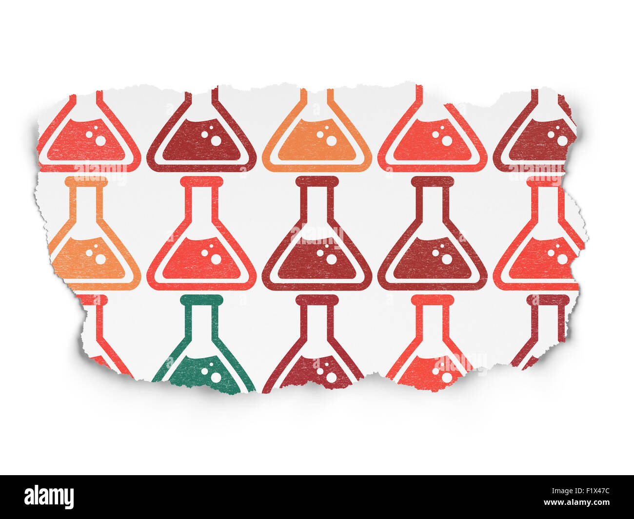 Science concept: Flask icons on Torn Paper background Stock Photo - Alamy