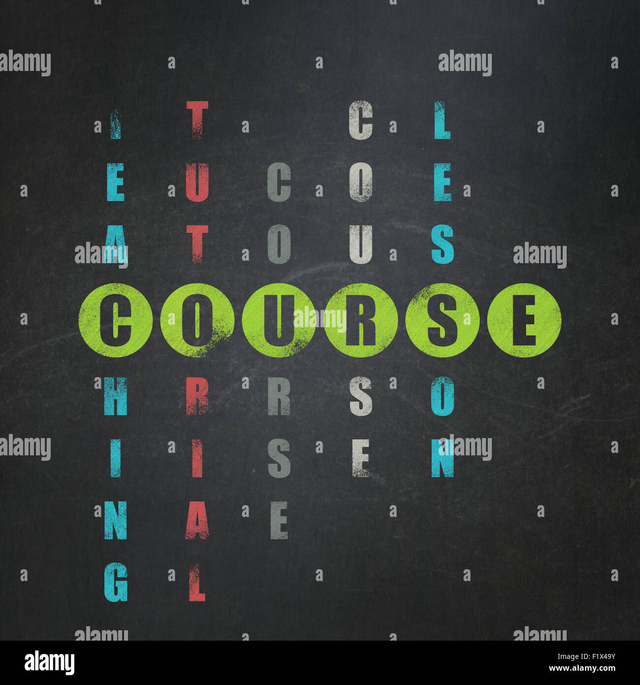 Learning concept: word Course in solving Crossword Puzzle Stock Photo ...