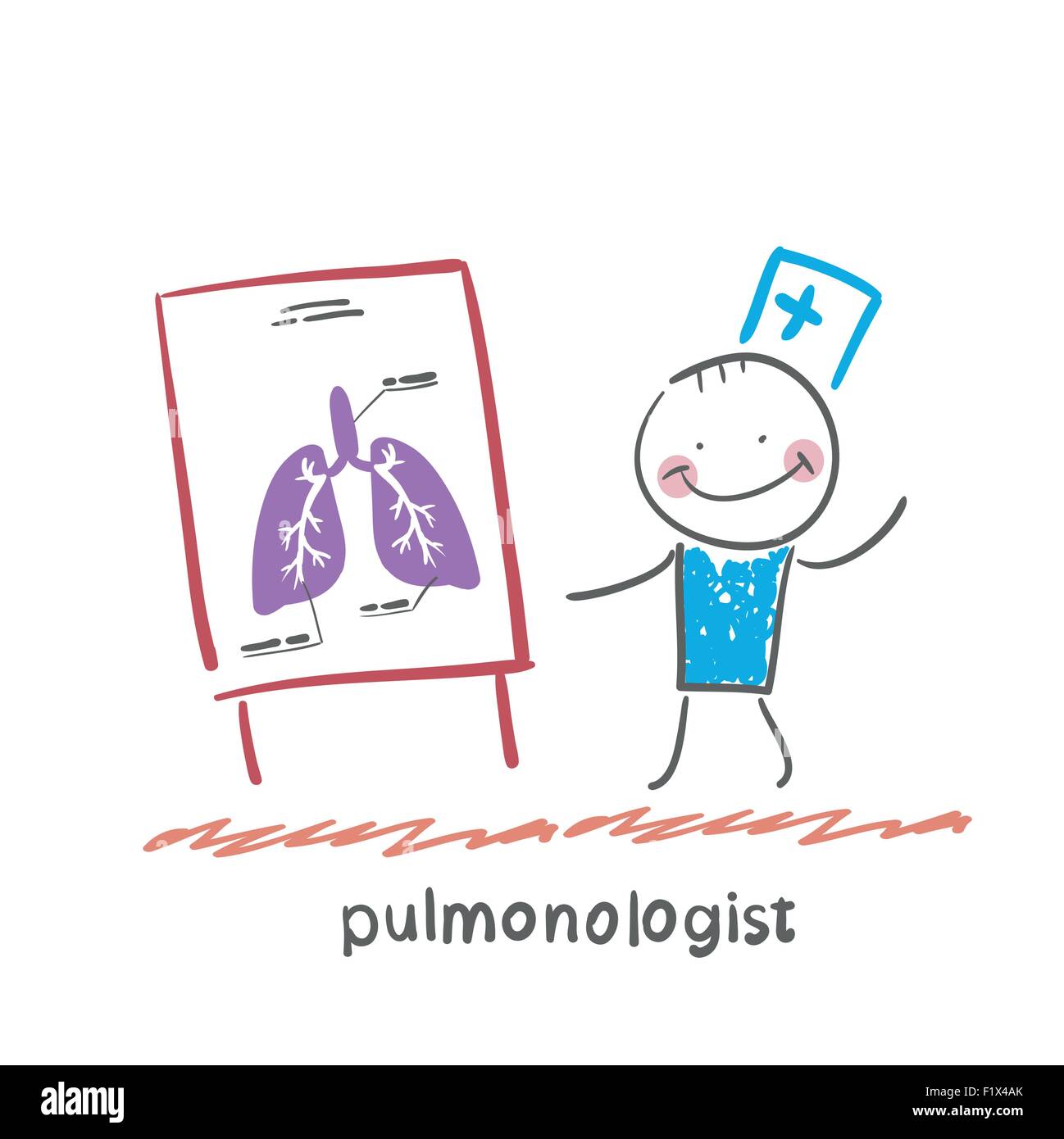 pulmonologist says lung. Fun cartoon style illustration. The situation ...
