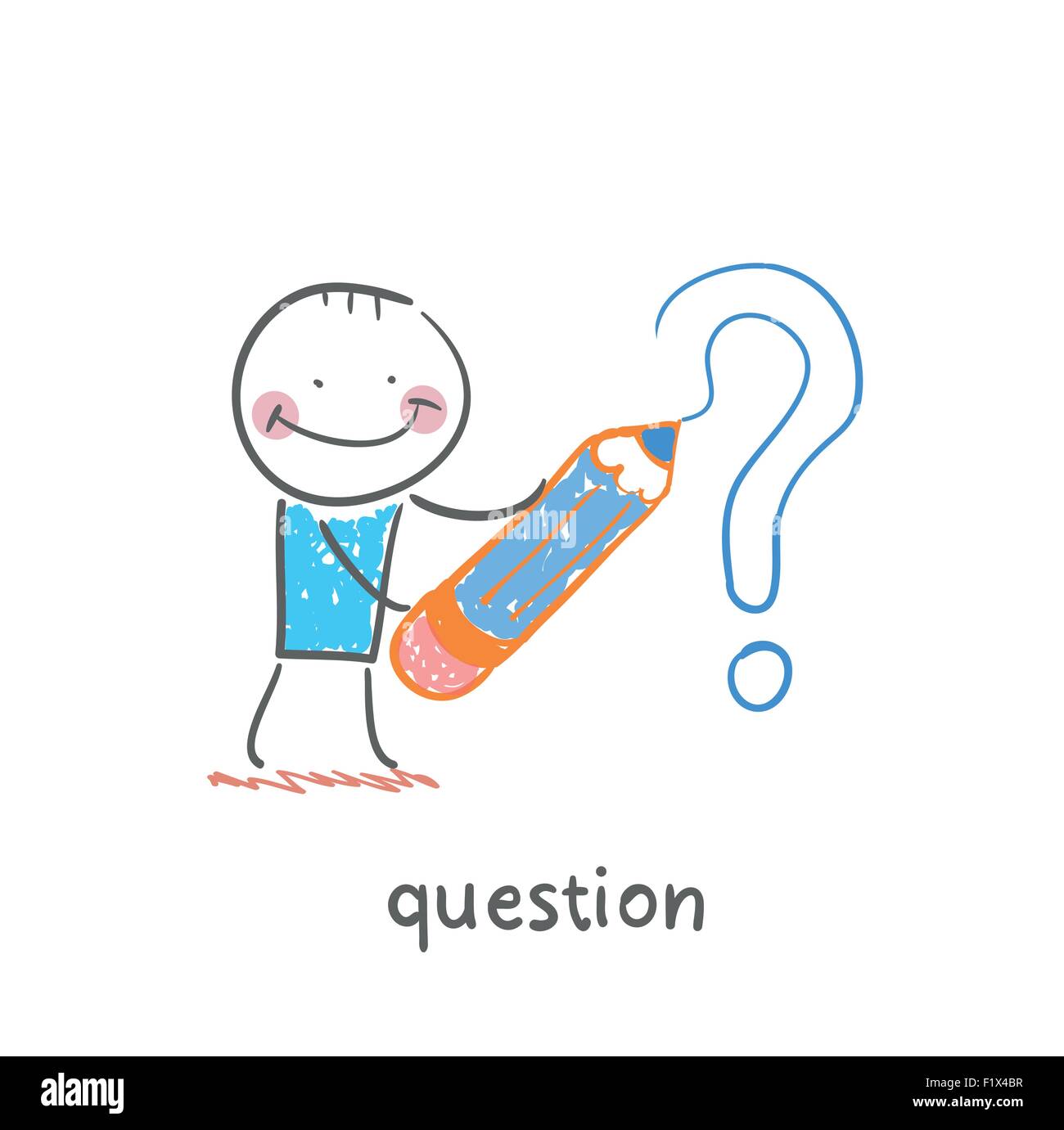 question. Fun cartoon style illustration. The situation of life Stock ...