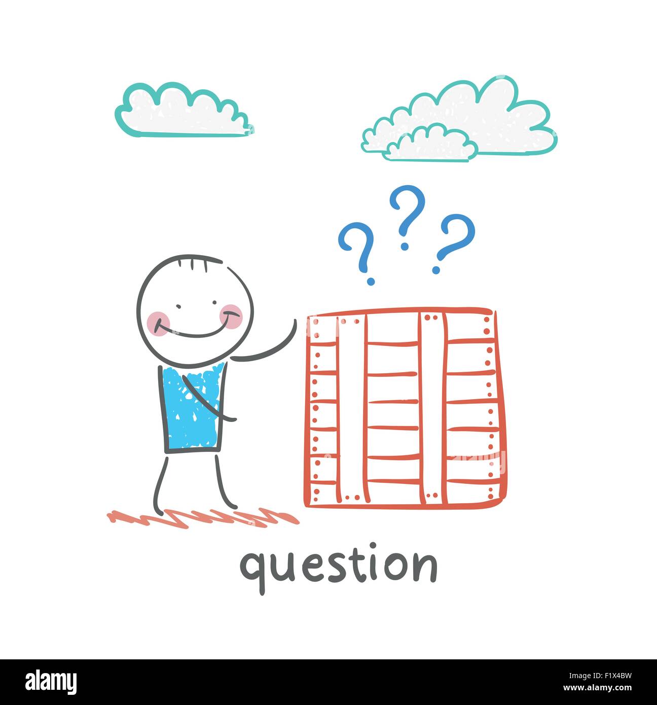question. Fun cartoon style illustration. The situation of life Stock ...