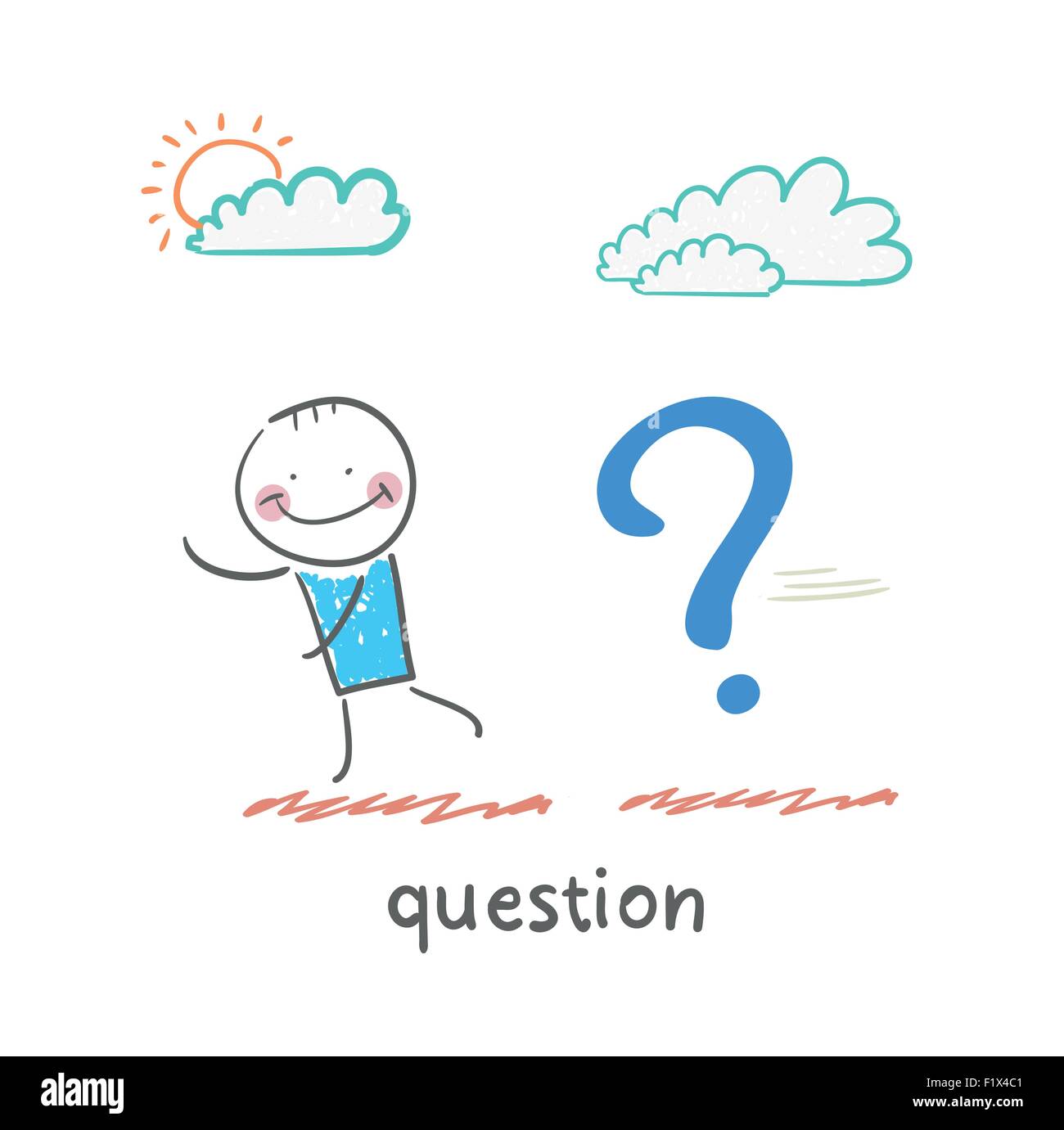 question. Fun cartoon style illustration. The situation of life Stock ...