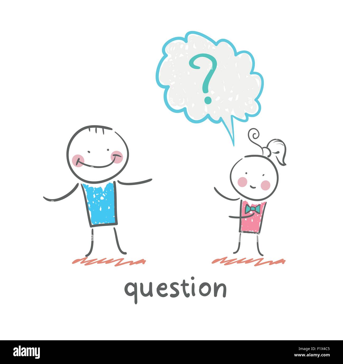 question. Fun cartoon style illustration. The situation of life Stock ...
