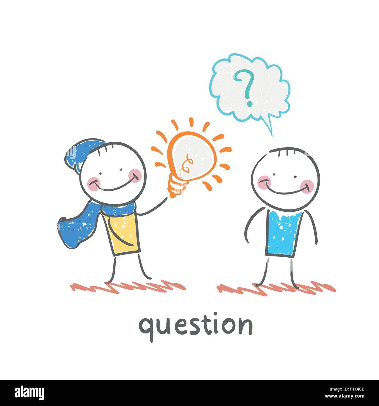 question. Fun cartoon style illustration. The situation of life Stock ...