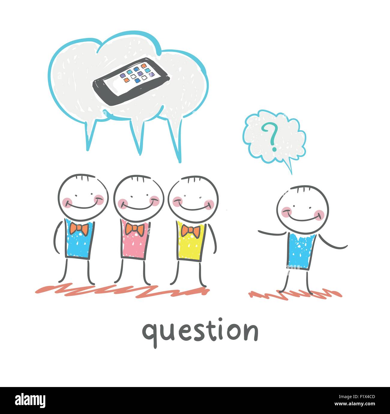 question. Fun cartoon style illustration. The situation of life Stock ...