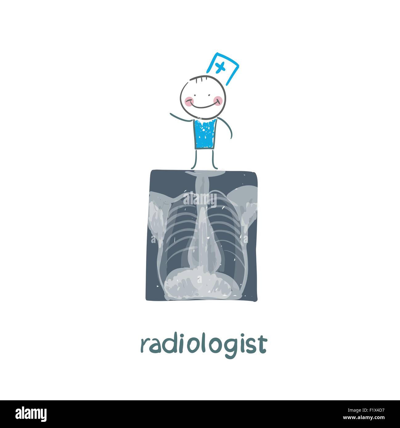 Radiologist with X-ray images. Fun cartoon style illustration. The ...