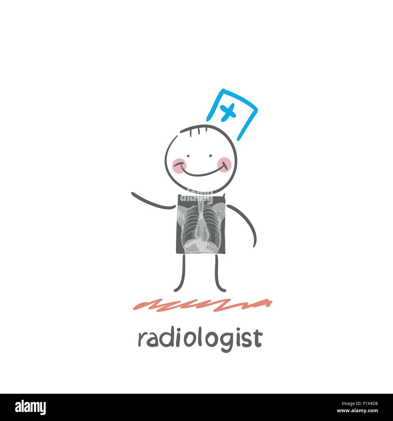 Radiologist with X-ray images. Fun cartoon style illustration. The ...