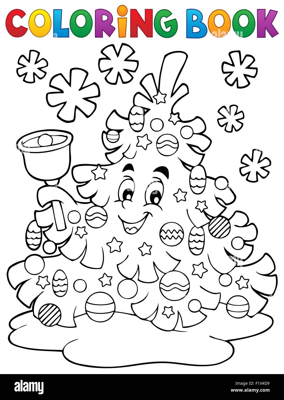 Coloring book Christmas tree topic 2 - picture illustration Stock Photo ...