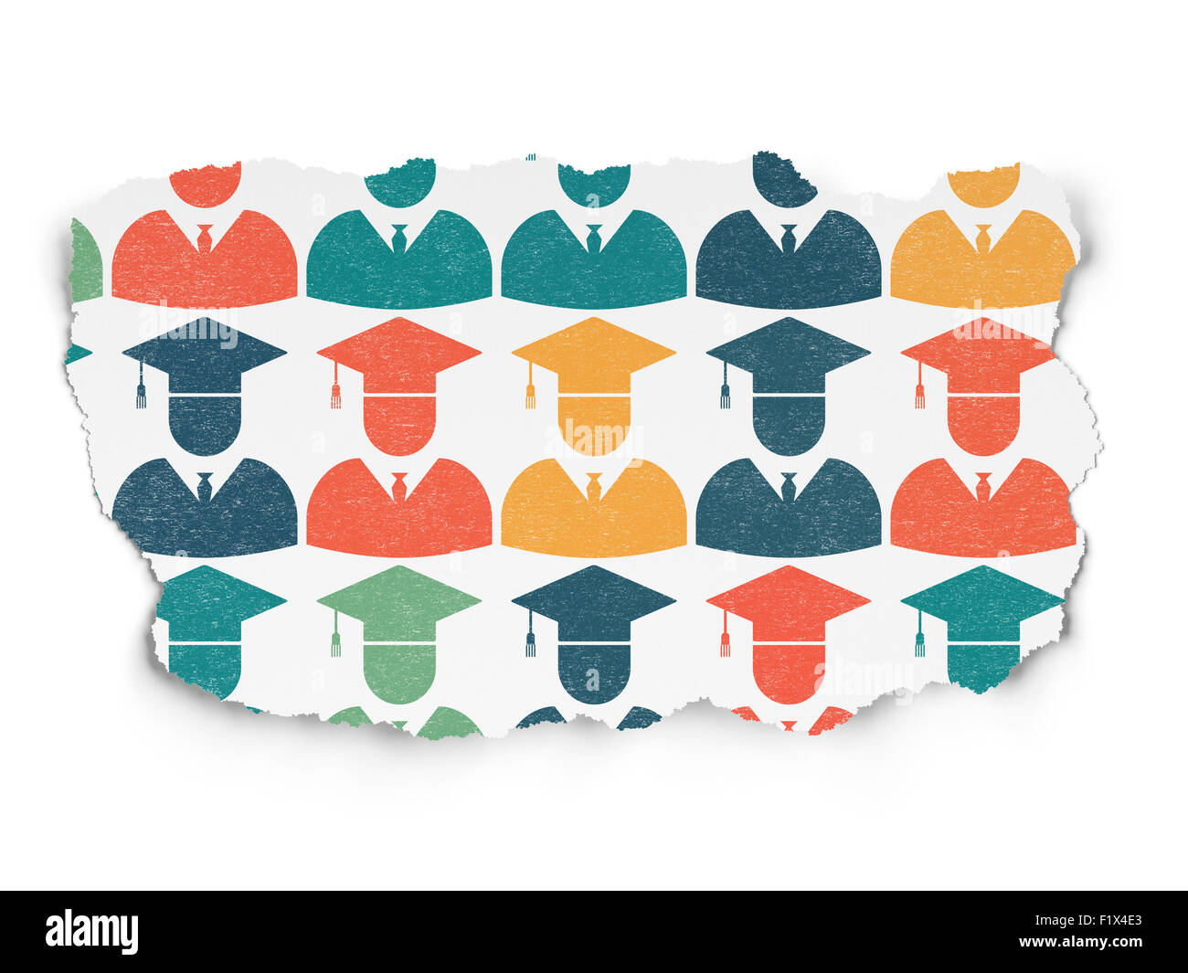 Education concept: Student icons on Torn Paper background Stock Photo ...