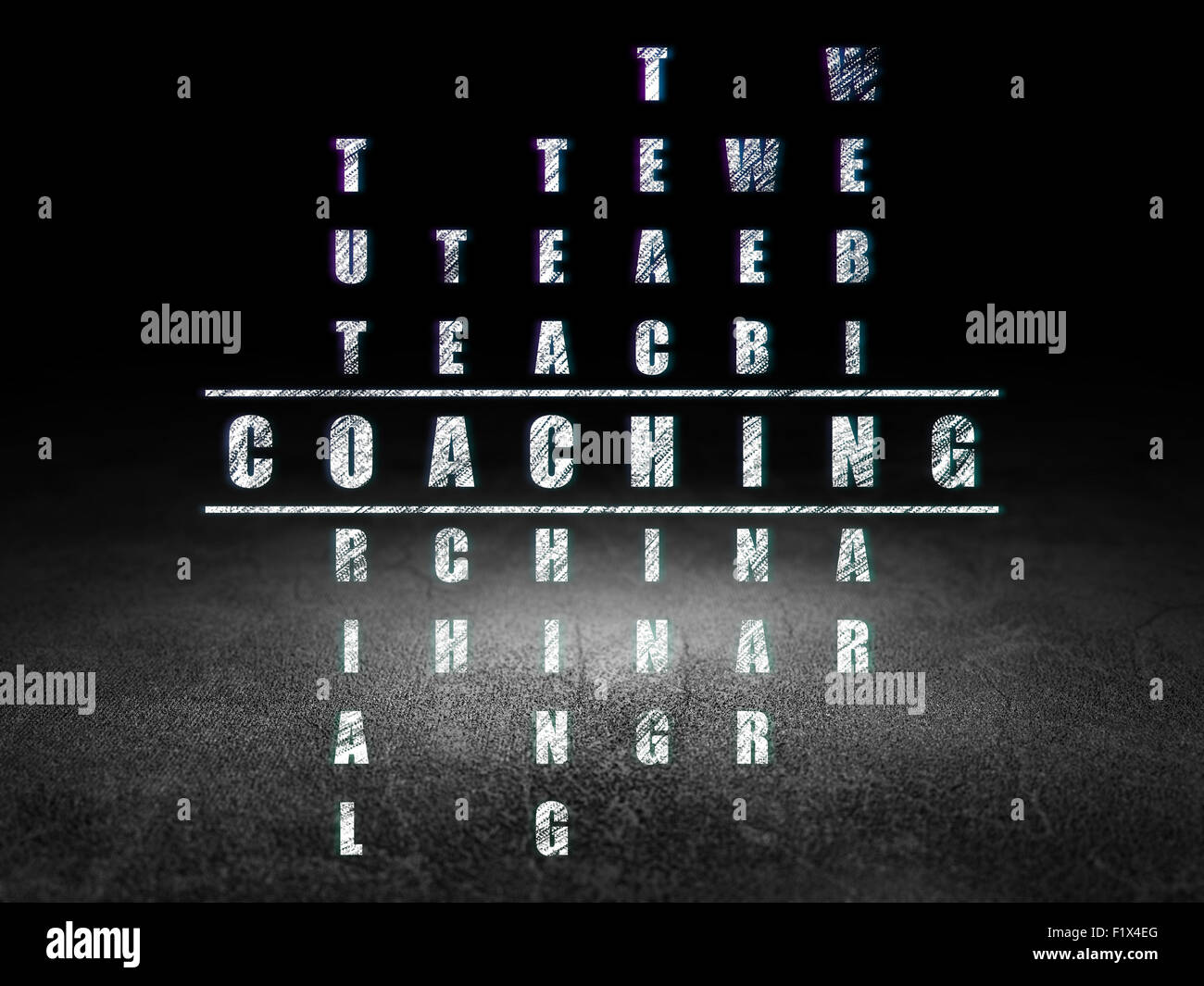 Learning concept: word Coaching in solving Crossword Puzzle Stock Photo ...