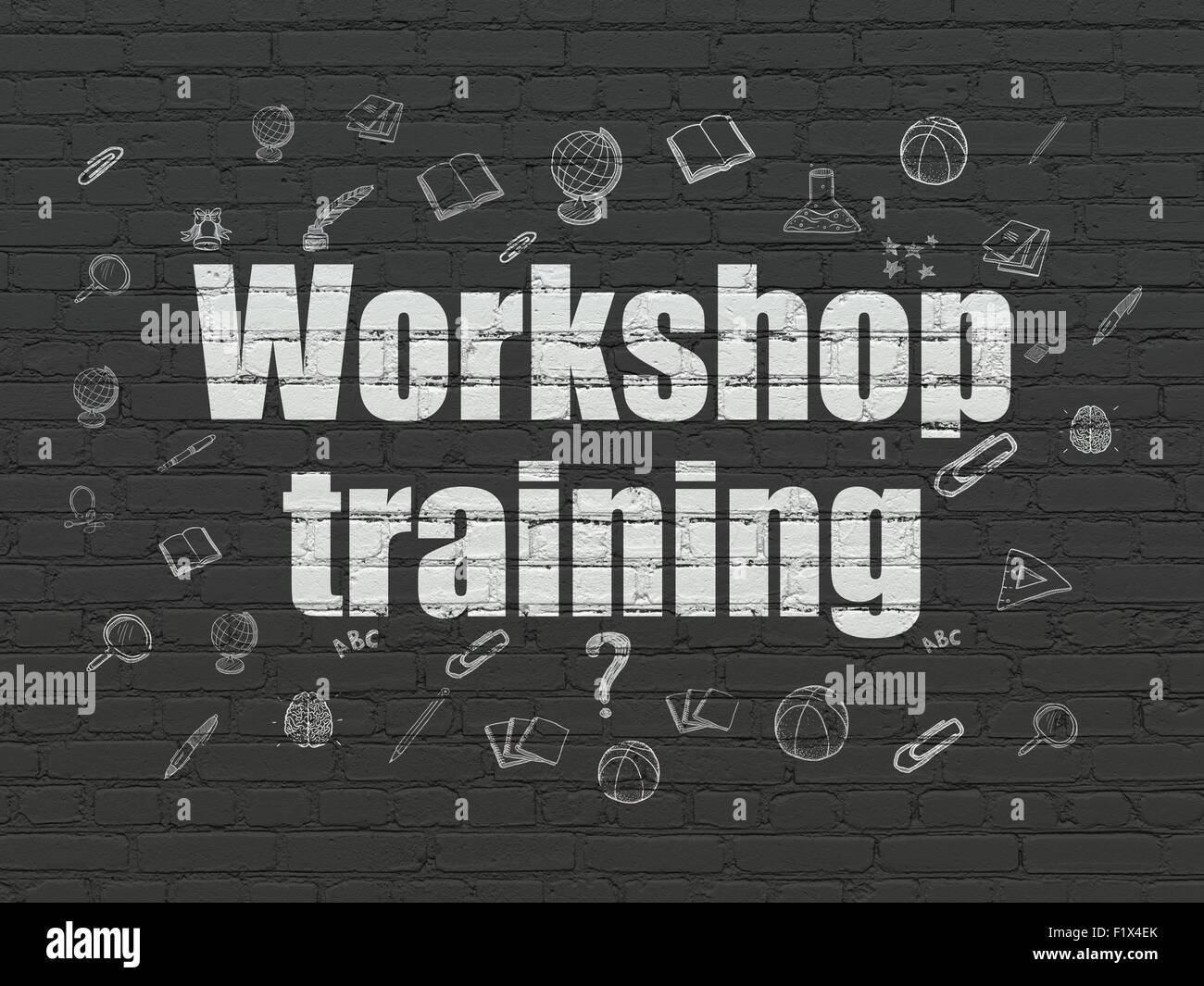 Studying concept: Workshop Training on wall background Stock Photo - Alamy