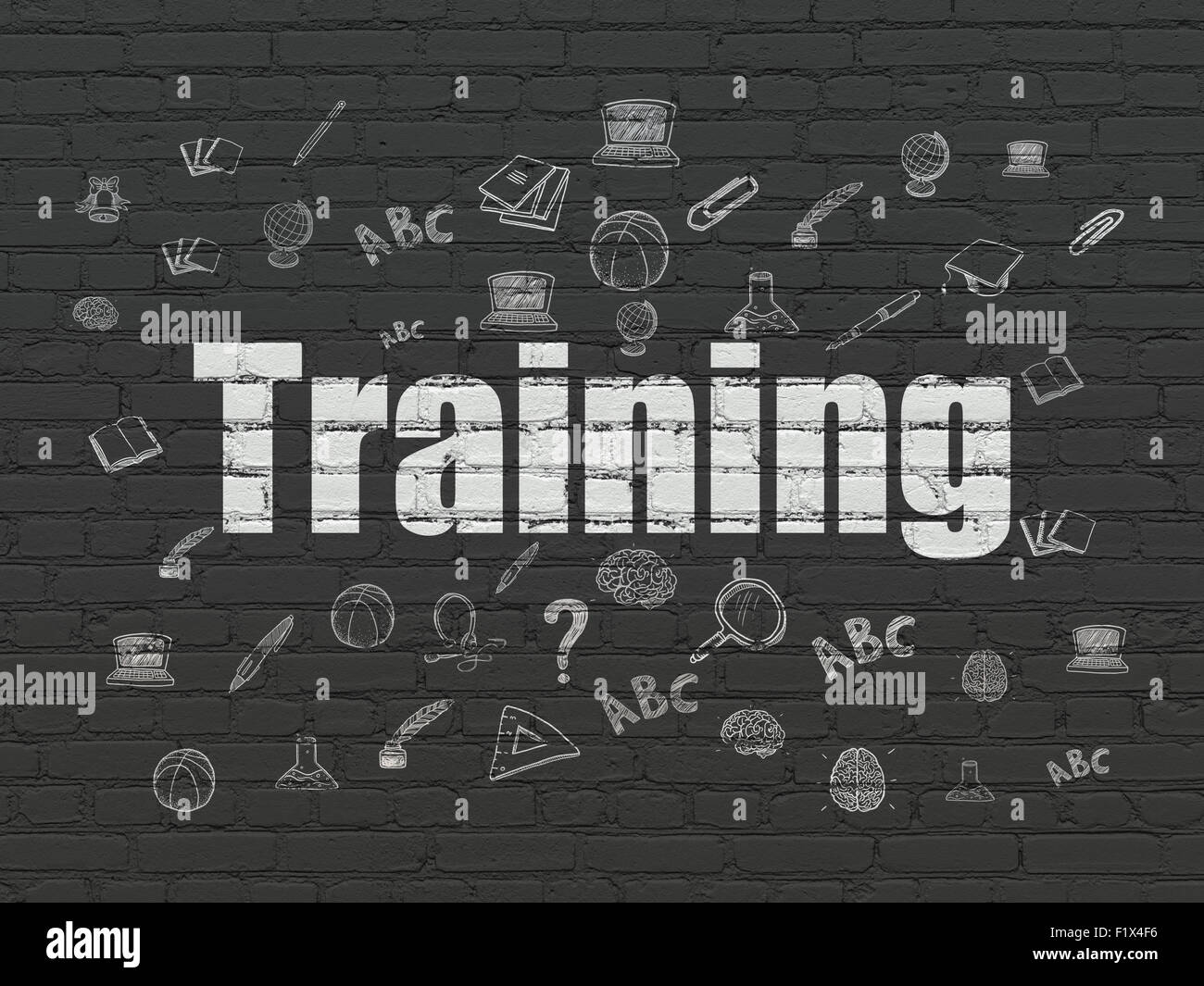 Studying concept: Training on wall background Stock Photo - Alamy