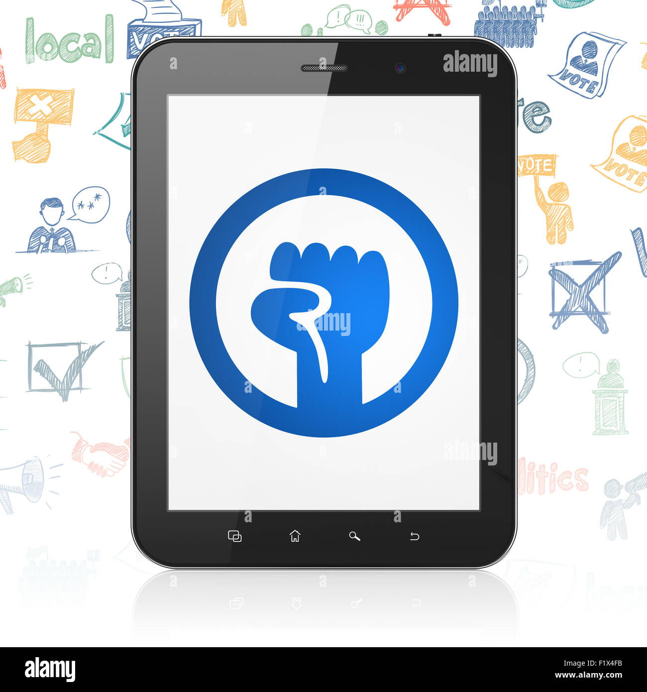 Politics concept: Tablet Computer with Uprising on display Stock Photo ...