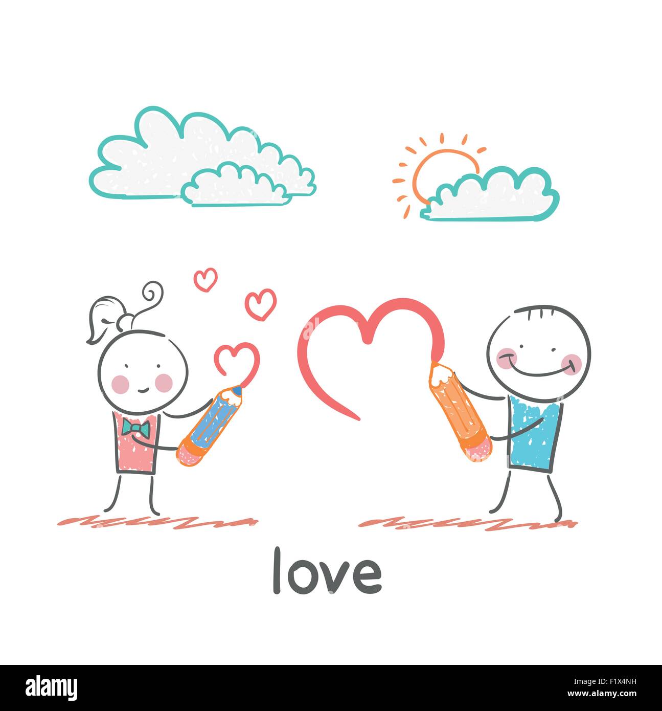 love. Fun cartoon style illustration. The situation of life Stock ...
