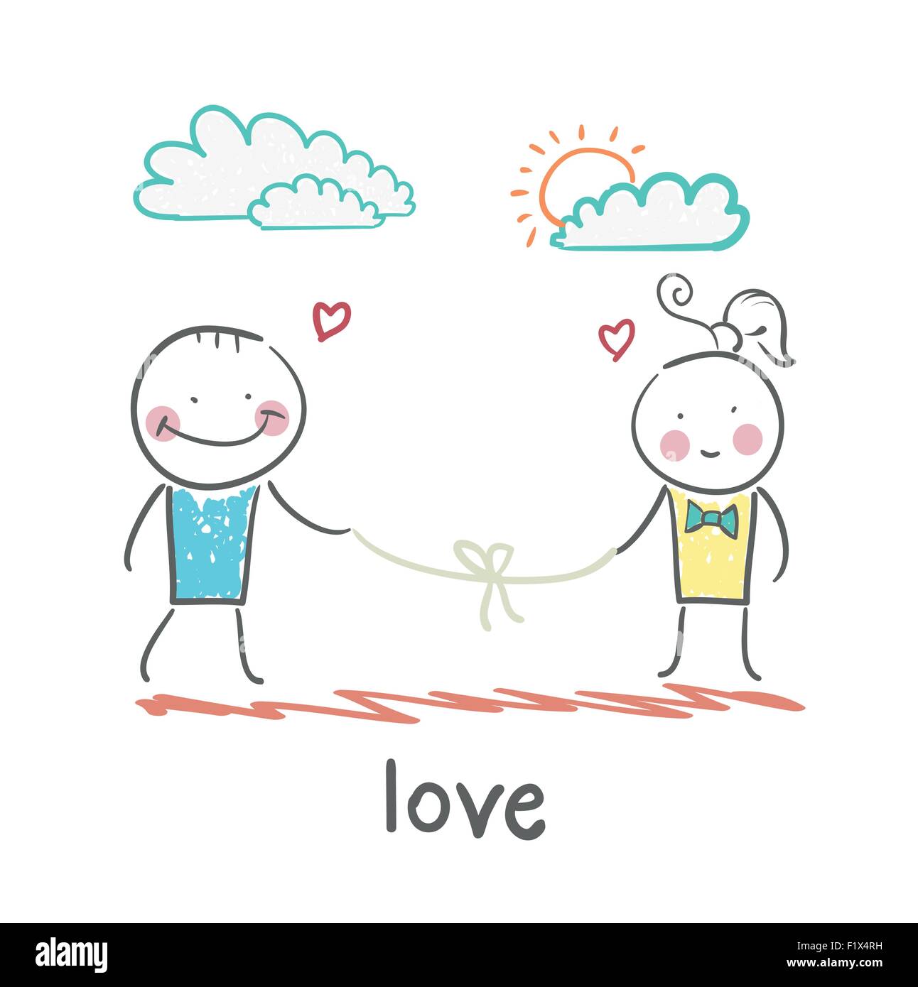 loving girl and the guy holding the thread Stock Vector Image & Art - Alamy
