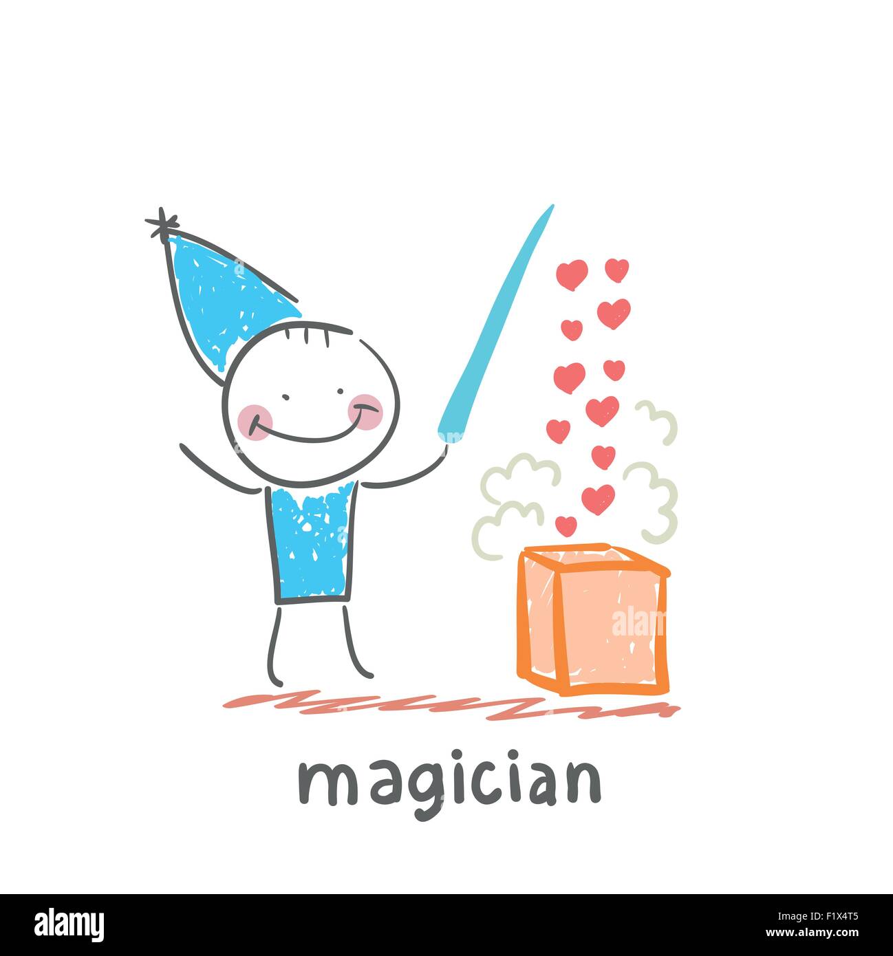 magician. Fun cartoon style illustration. The situation of life Stock ...