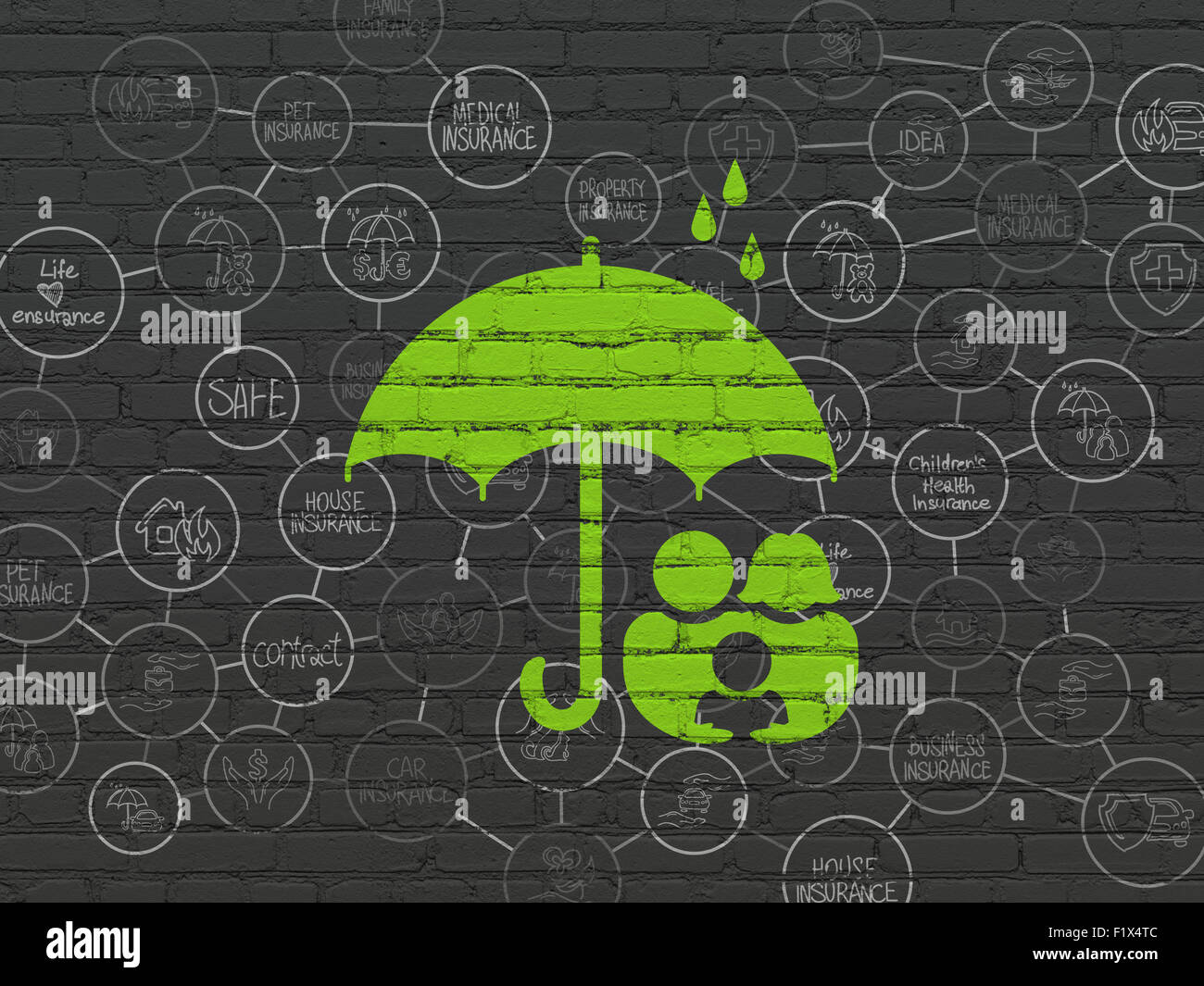 Insurance concept: Umbrella on wall background Stock Photo - Alamy