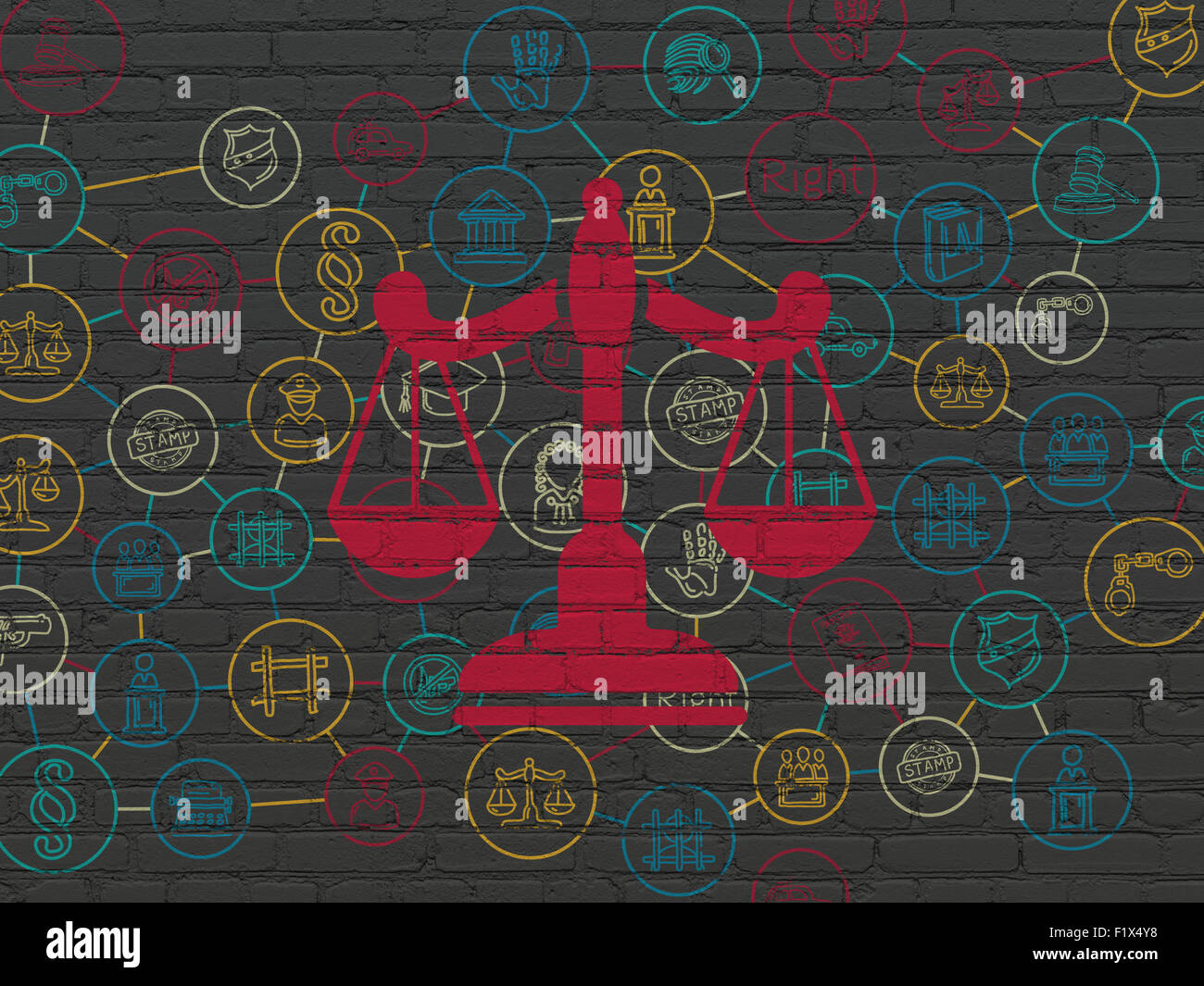 Law concept: Scales on wall background Stock Photo - Alamy