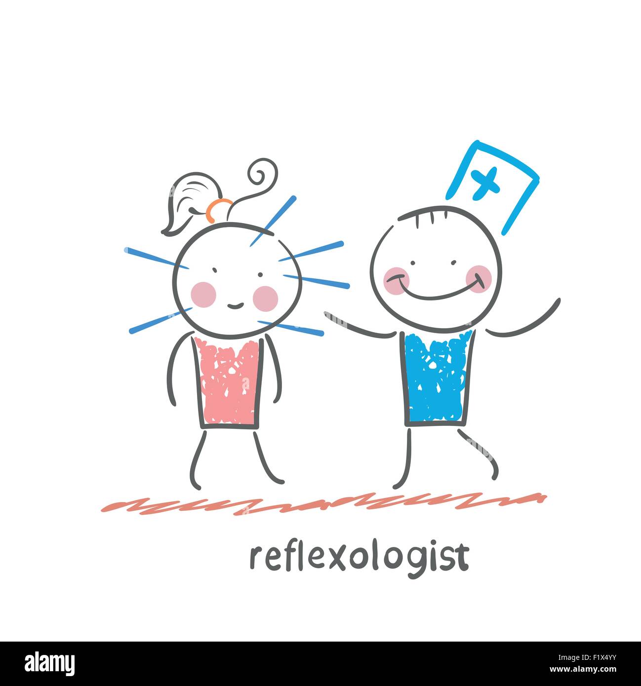 reflexologist works with a patient with needles Stock Vector Image ...