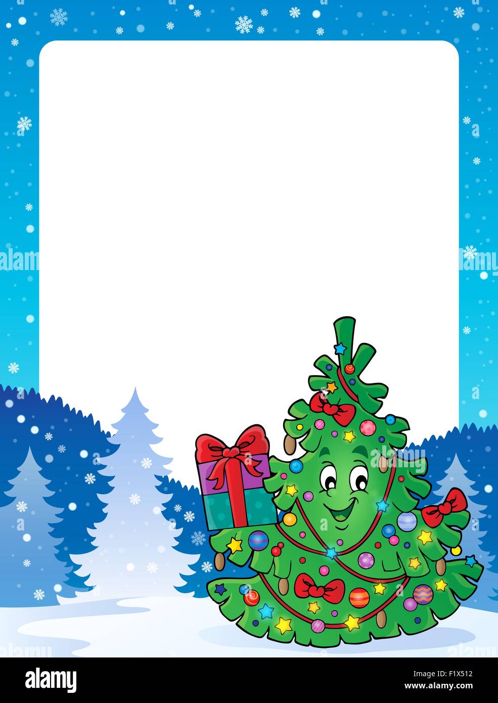 Frame with Christmas tree topic 1 - picture illustration Stock Photo ...