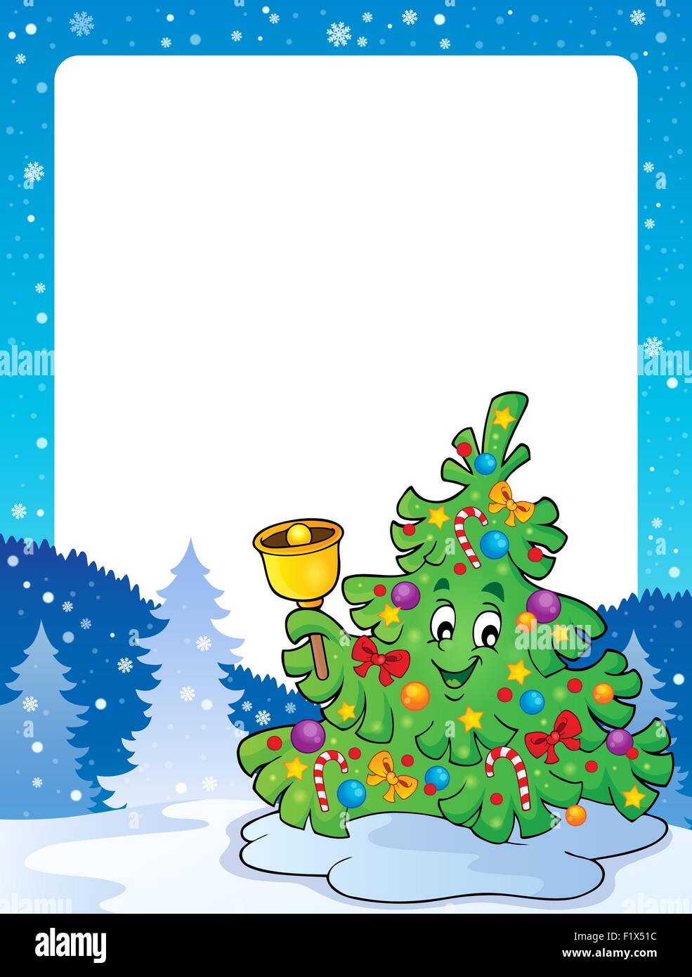 Frame with Christmas tree topic 2 - picture illustration Stock Photo ...