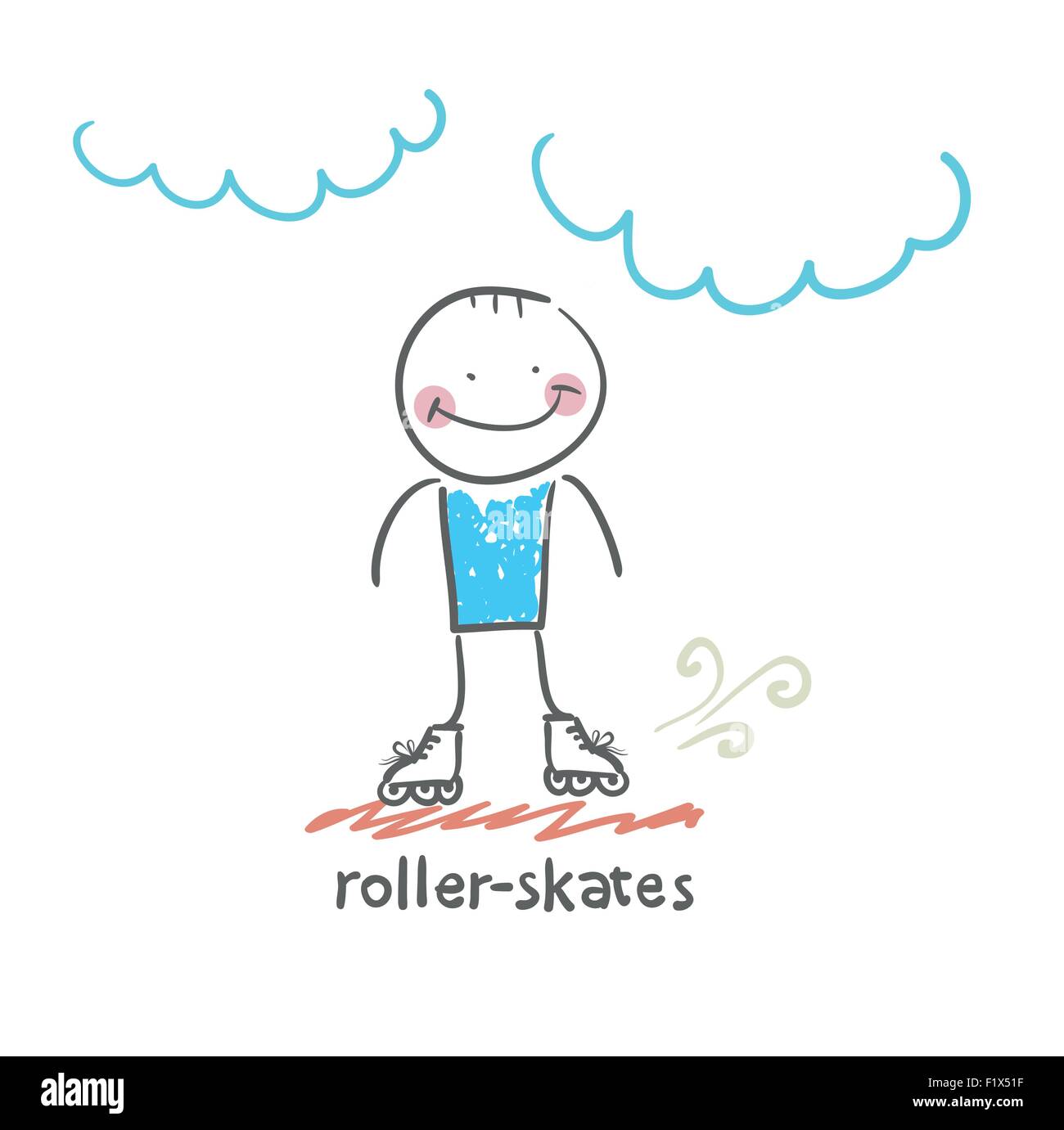roller-skates. Fun cartoon style illustration. The situation of life ...
