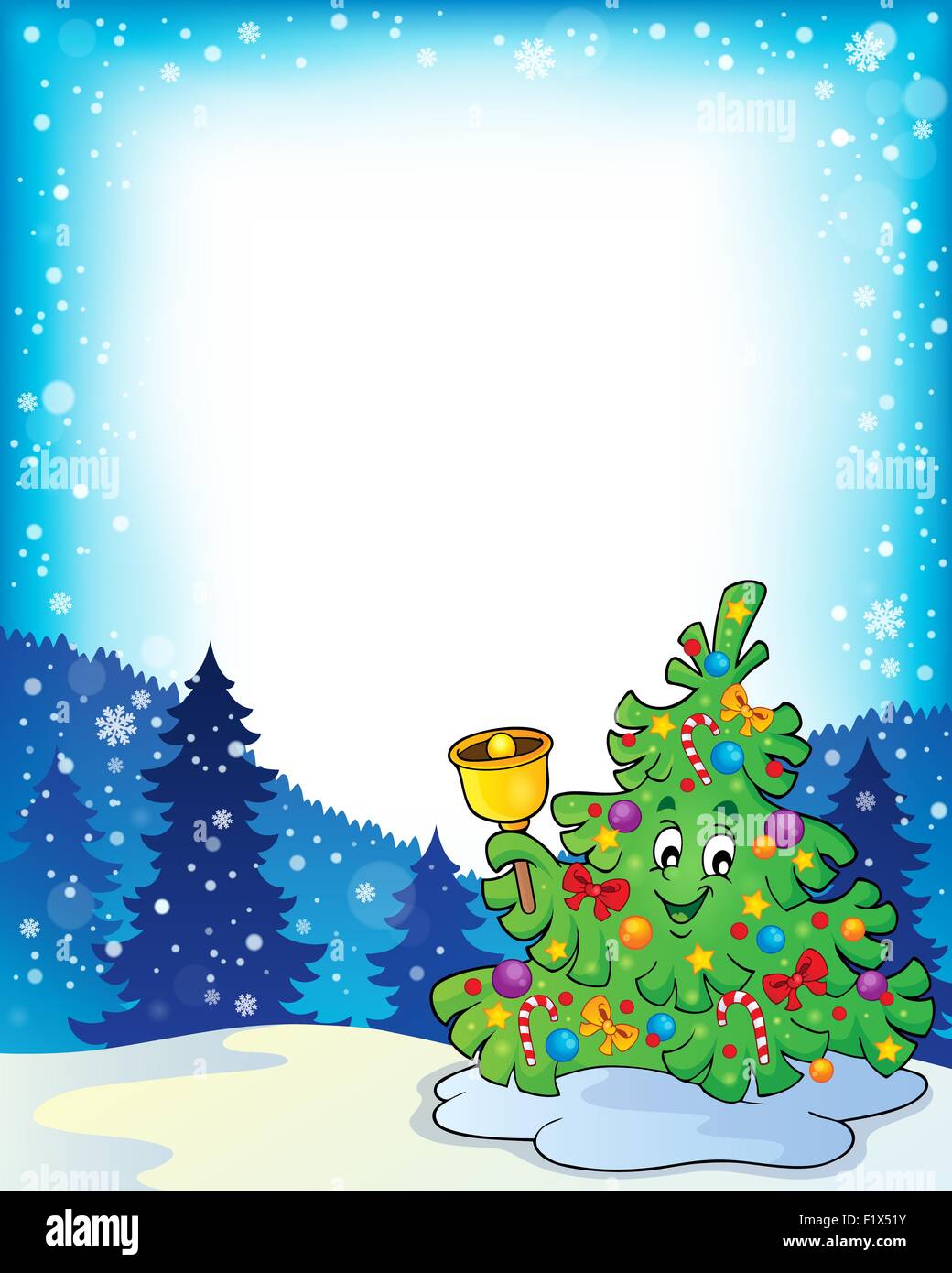 Frame with Christmas tree topic 3 - picture illustration Stock Photo ...