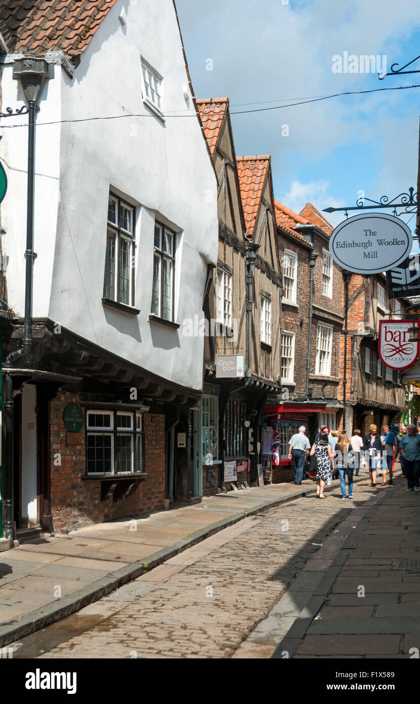 Old buildings in the Shambles, a street in the City of York, Yorkshire ...