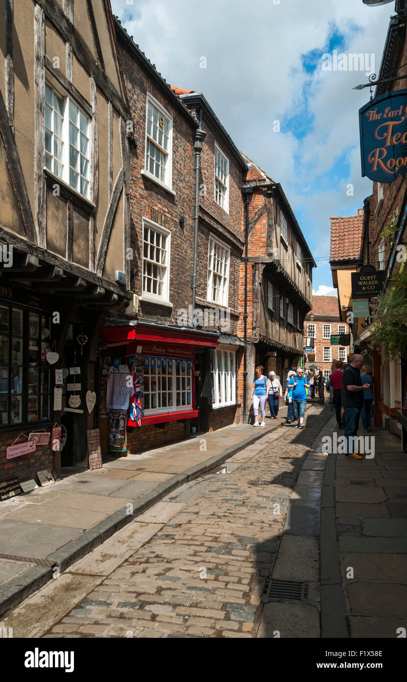Old buildings in the Shambles, a street in the City of York, Yorkshire ...