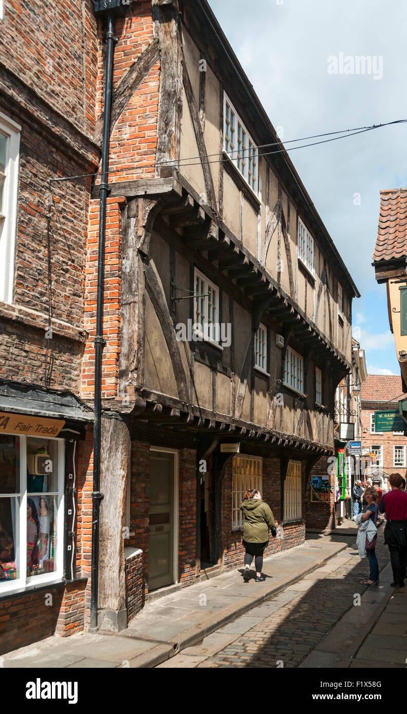Old buildings in the Shambles, a street in the City of York, Yorkshire ...
